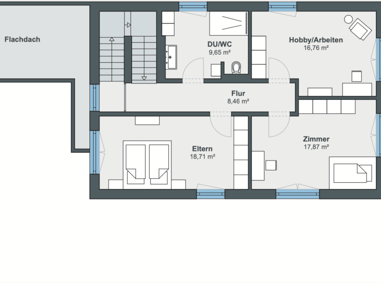 Satteldach Haus Sunshine 220 modern mit Carport - | HausbauDirekt.de