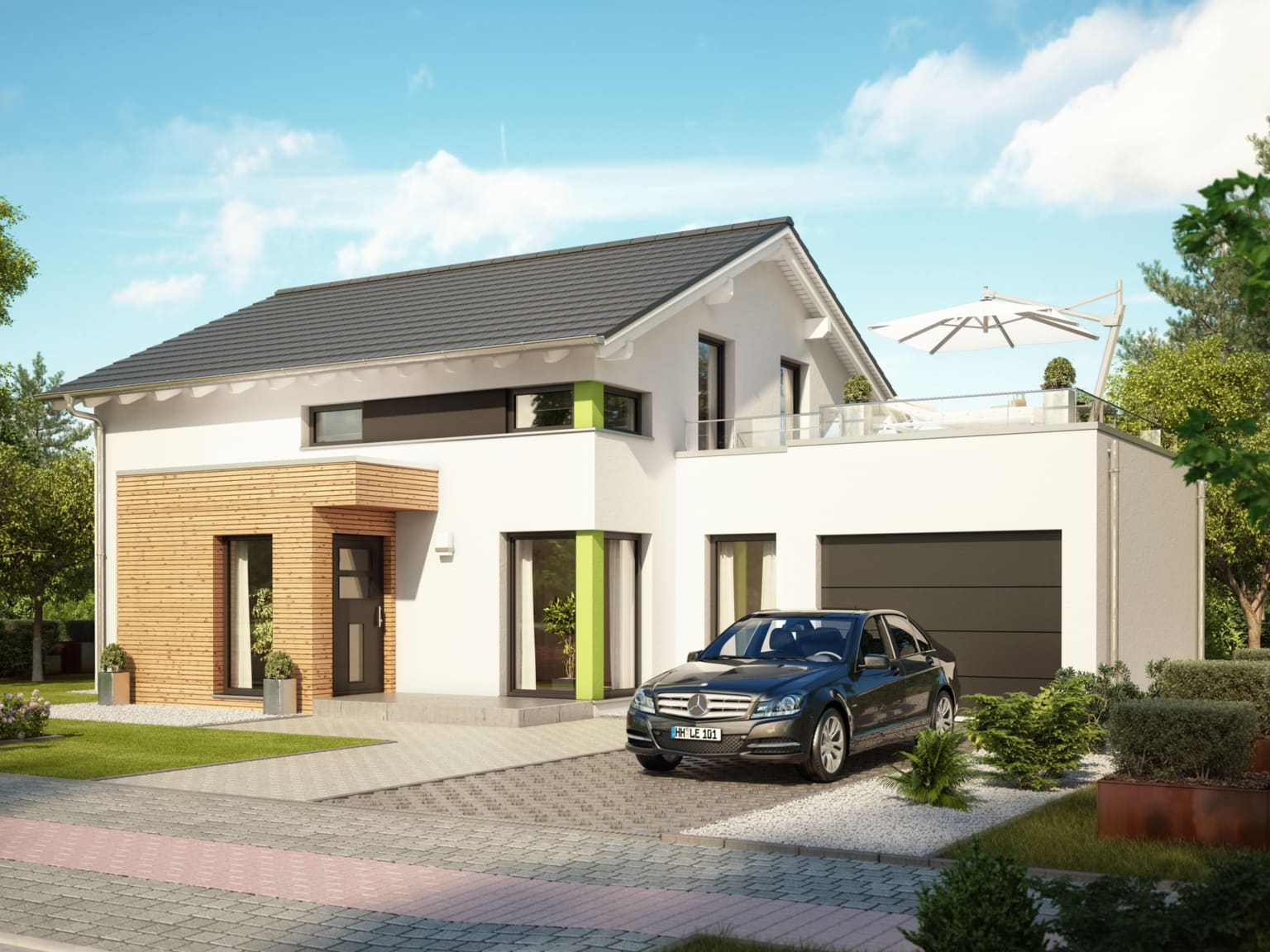 Haus Mit Satteldach Und Garage