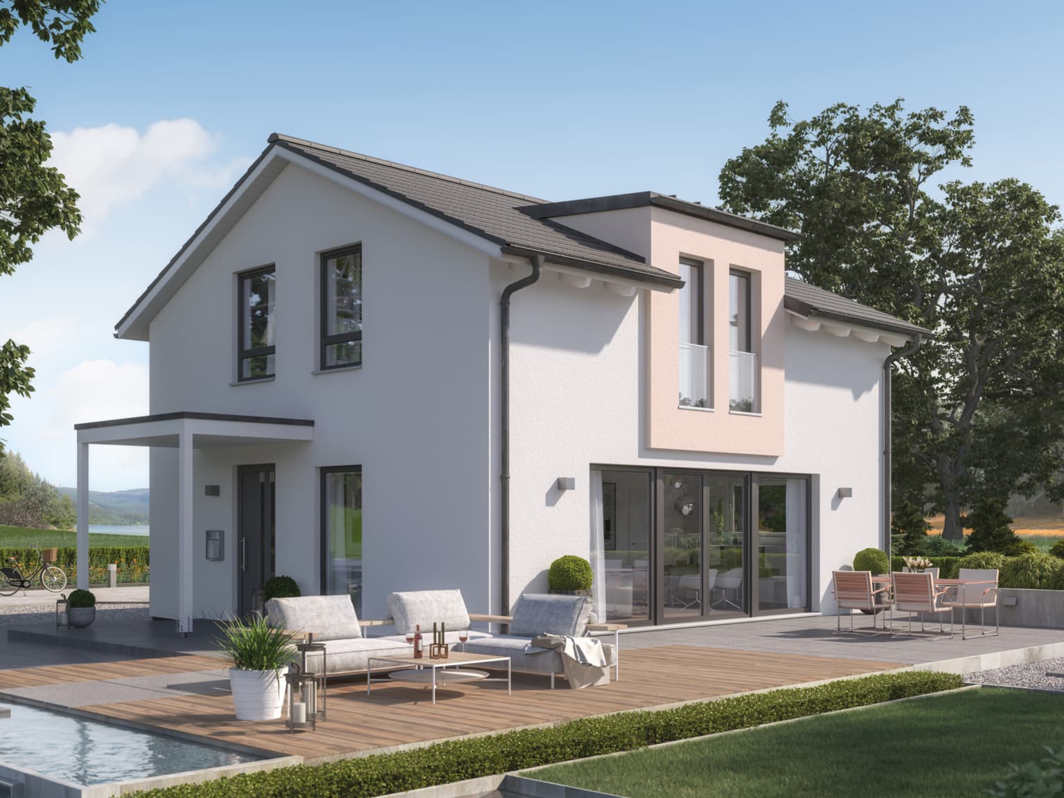 Fertighaus EDITION 125 V3 modern mit Satteldach - | HausbauDirekt.de