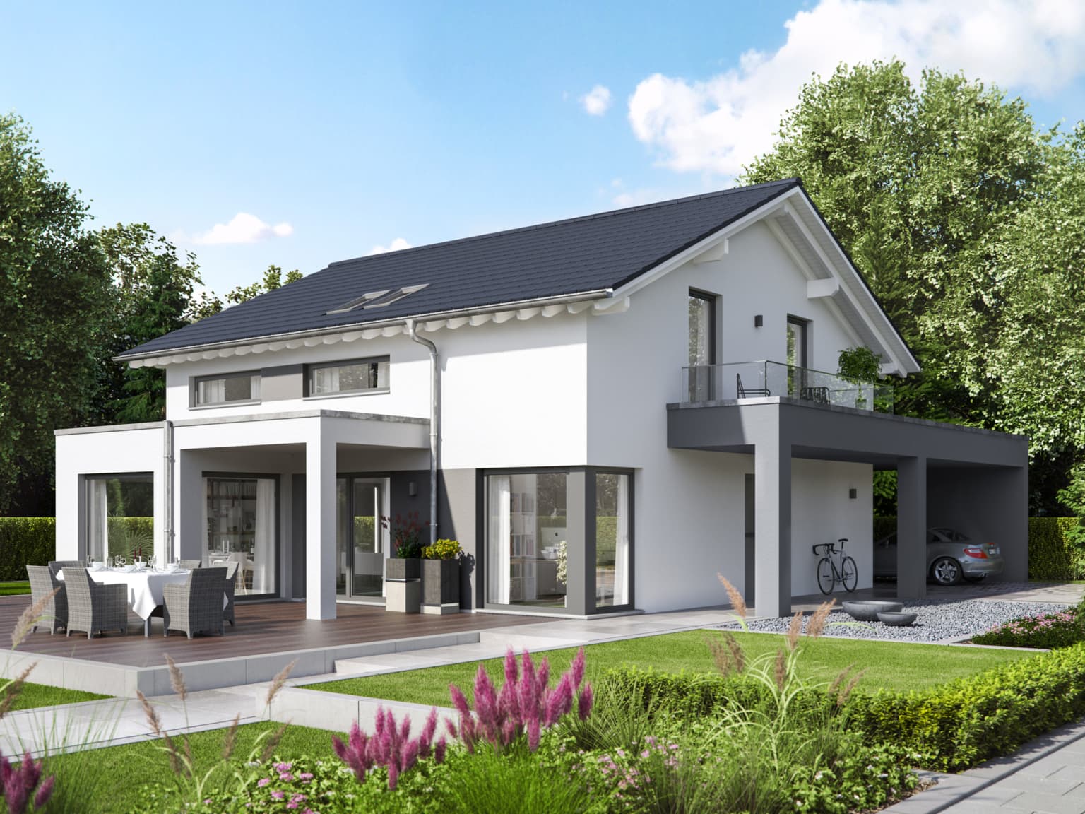 Schmales Einfamilienhaus ELK Haus 138 mit Büro Anbau - ELK Fertighaus ...