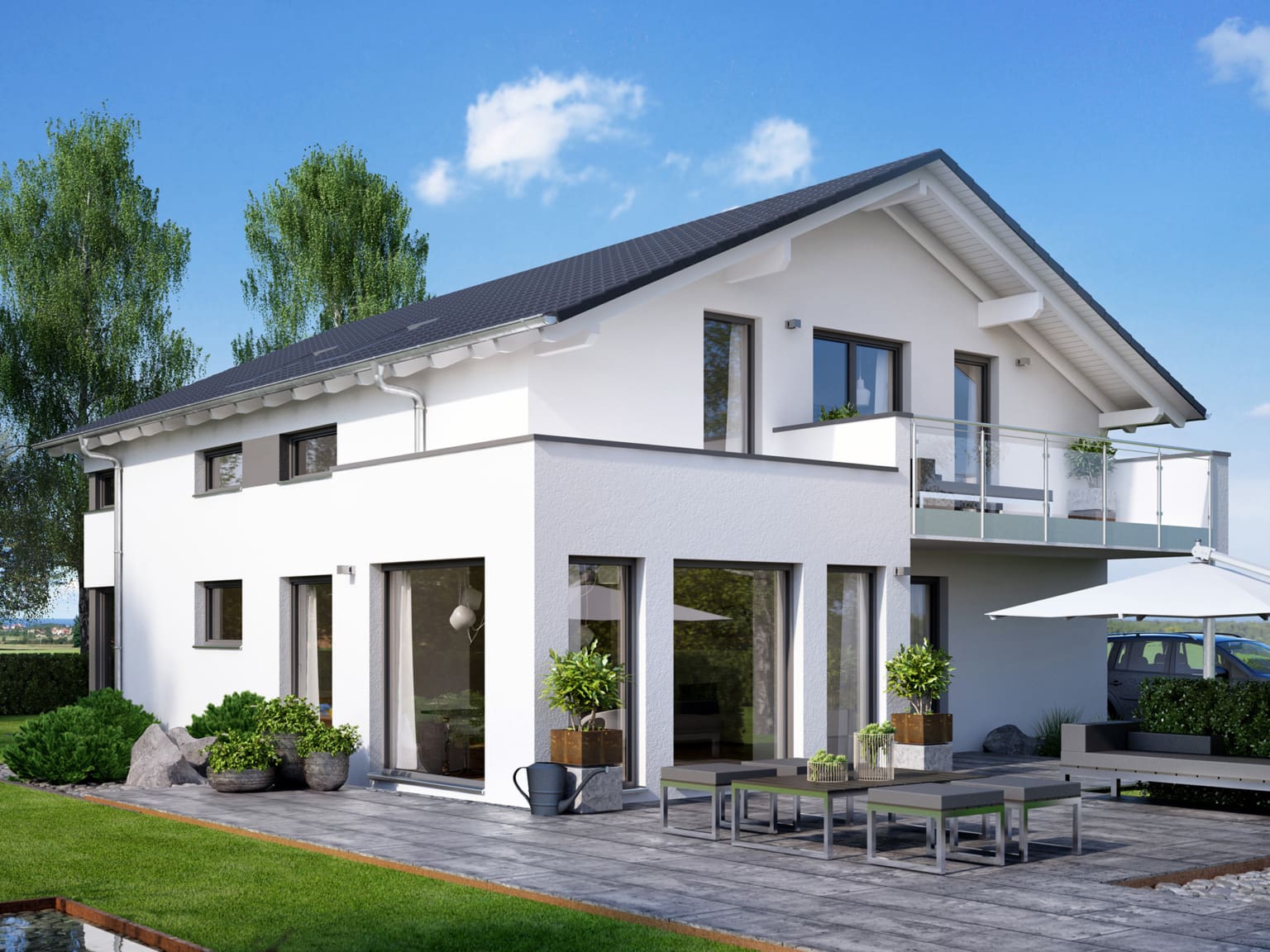 Schmales Einfamilienhaus ELK Haus 138 mit Büro Anbau - ELK Fertighaus ...